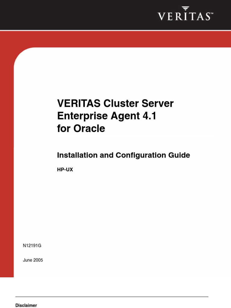 VERITAS Cluster Server Enterprise Agent 4.1 For Oracle: Installation ...