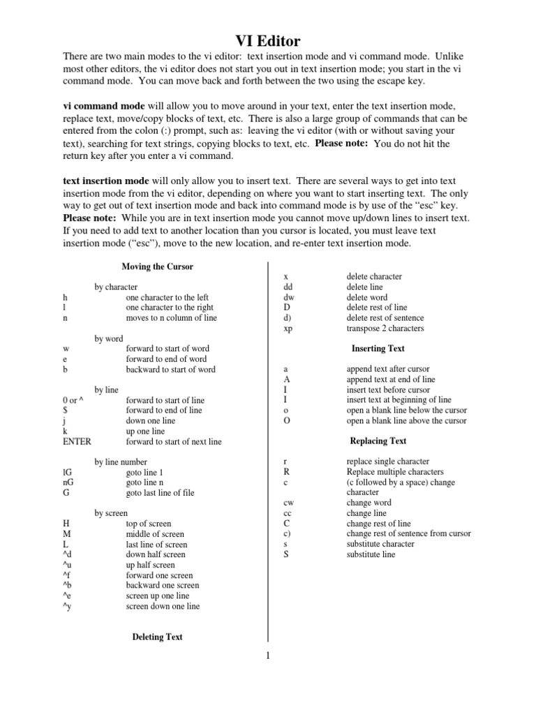 VI Editor: Moving The Cursor | Download Free PDF | Areas Of Computer Science | System Software