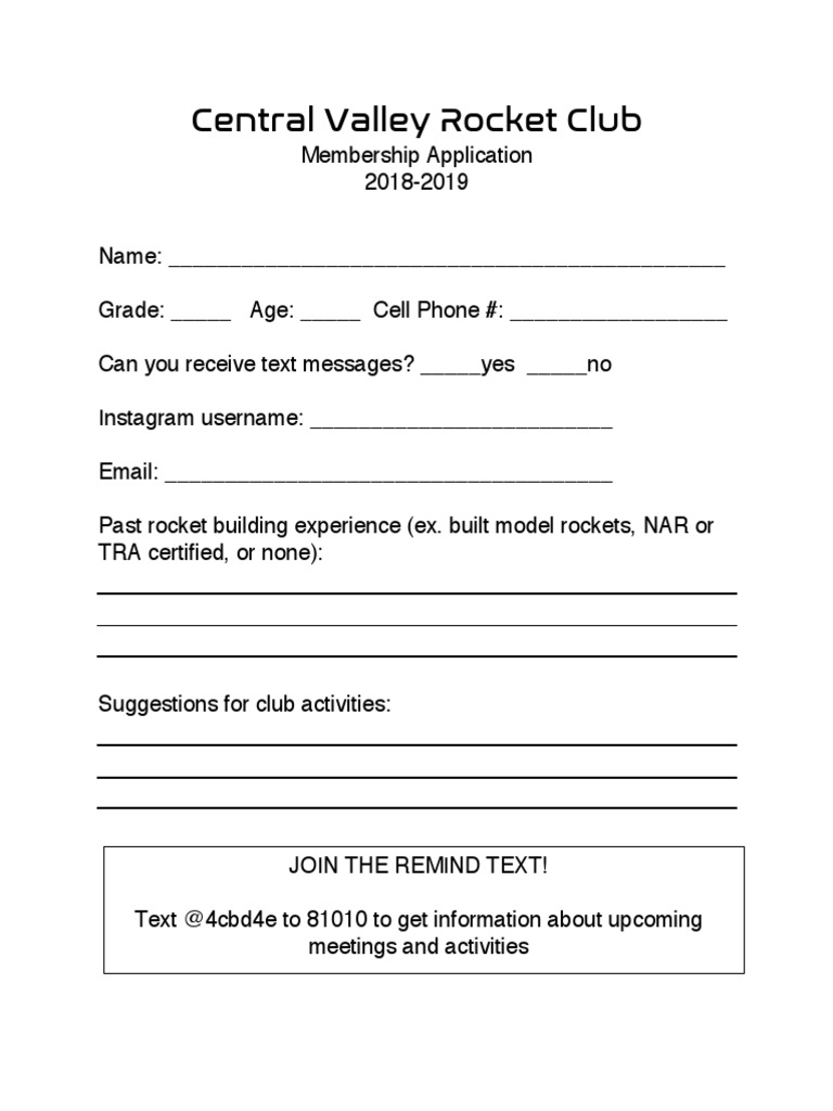 CVRC Membership Application | PDF | Text Messaging | Mobile ...