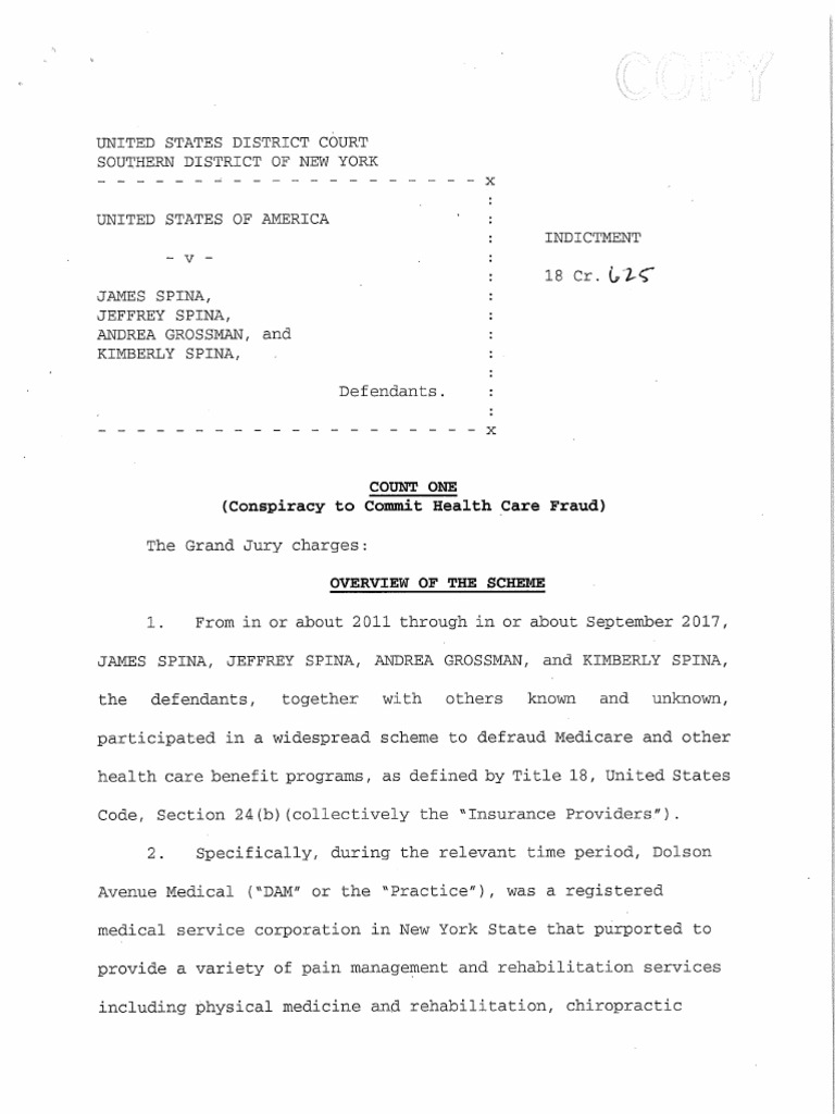 James and Jeffrey Spina Indictment | PDF | Prosecution
