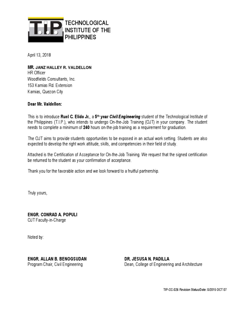 Endorsement Letter Woodfields | PDF