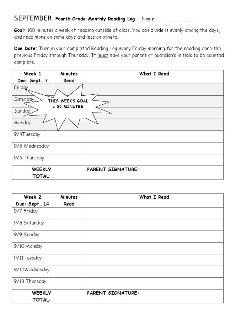 2018-2019 Reading Logs by Month | PDF | Leisure | Sports