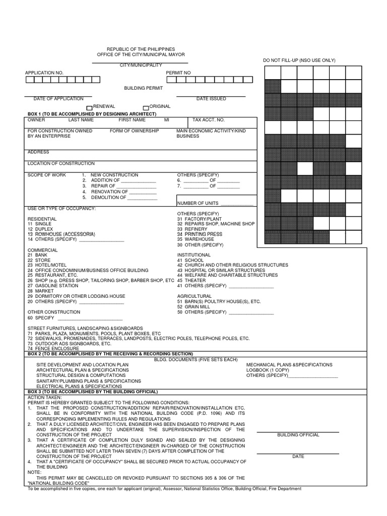 Building Permit Form | PDF | Specification (Technical Standard) | Architect