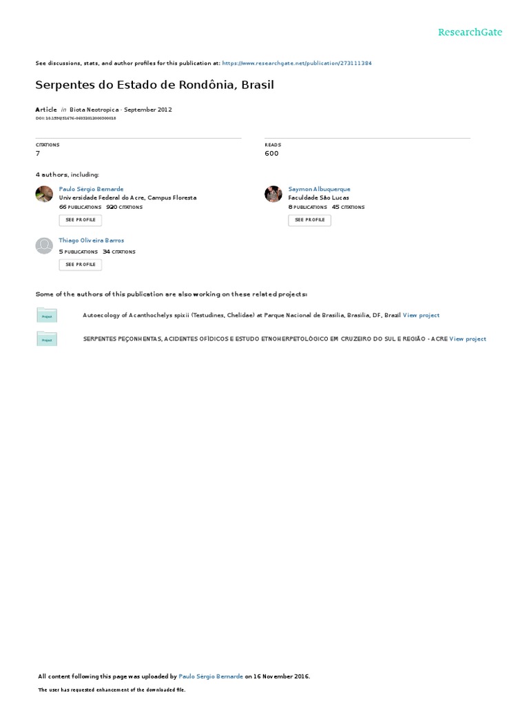 Mamíferos Do Brasil | PDF | Alethinophidia | Squamata