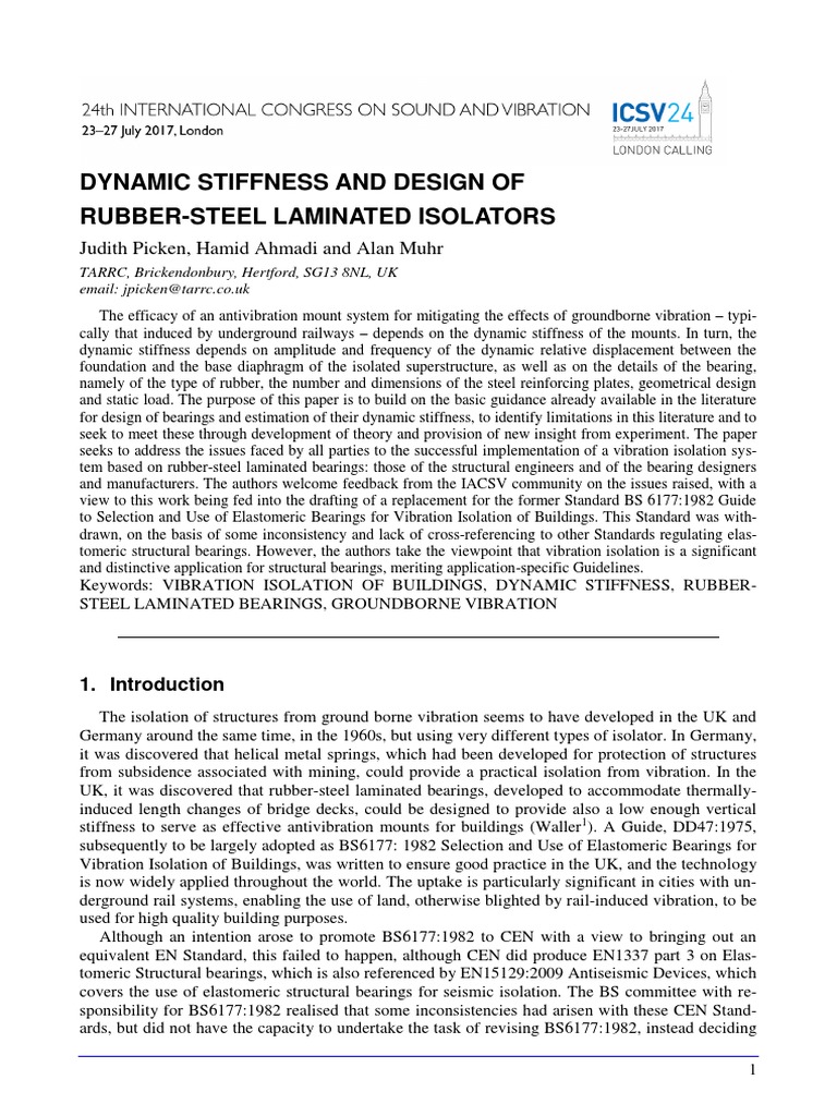 Dynamic Stiffness and Design of Rubber Steel | PDF | Applied And ...