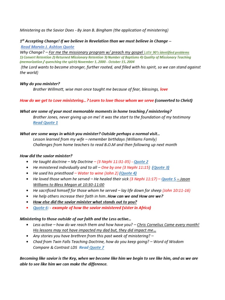 Ministering As The Savior Does - Lesson | PDF | Jesus | Religious ...