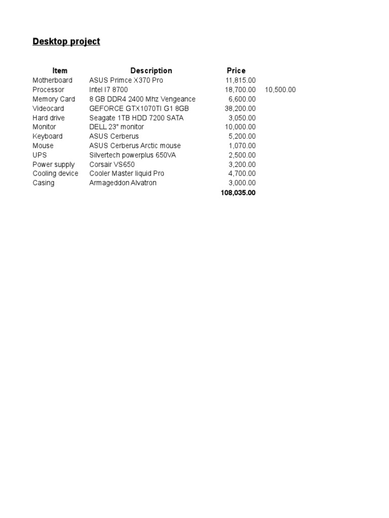 Desktop Computer Project | PDF