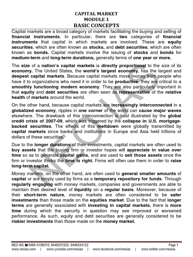 Capital Market PDF | PDF | Securities (Finance) | Capital Market
