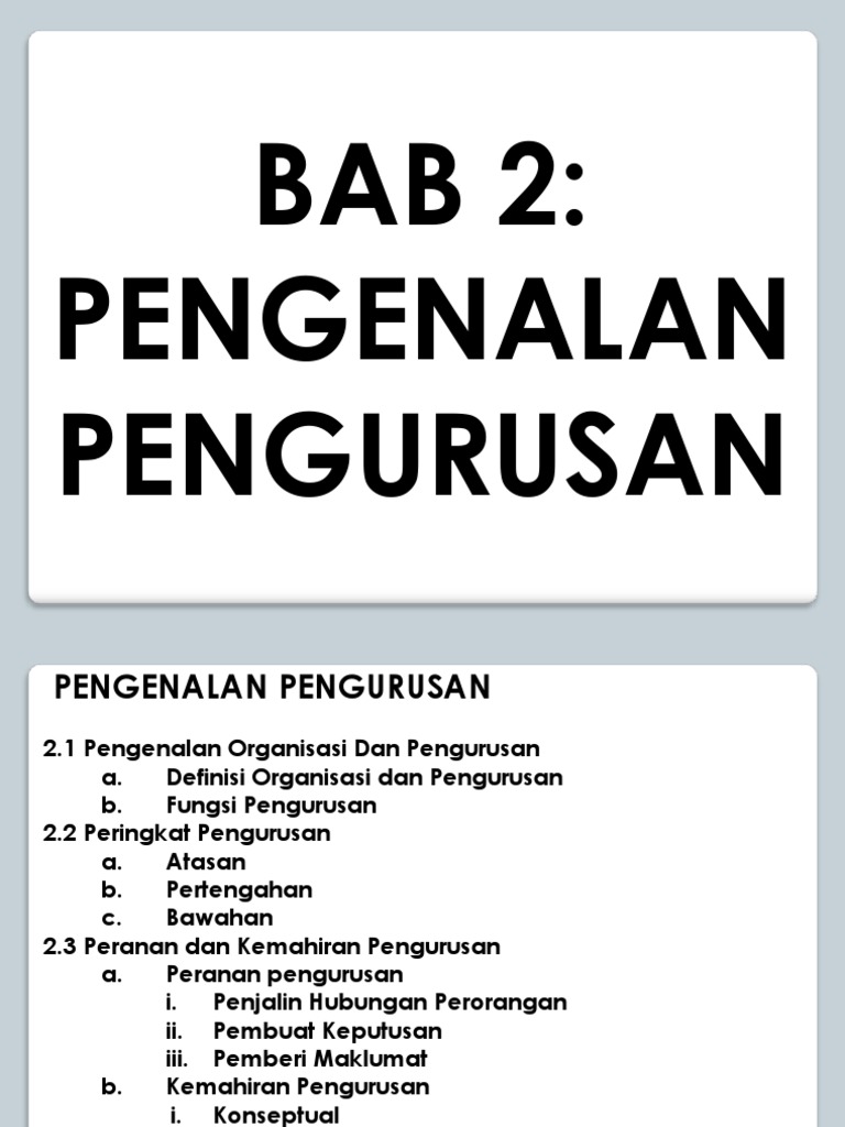 Bab 2 Pengenalan Pengurusan | PDF