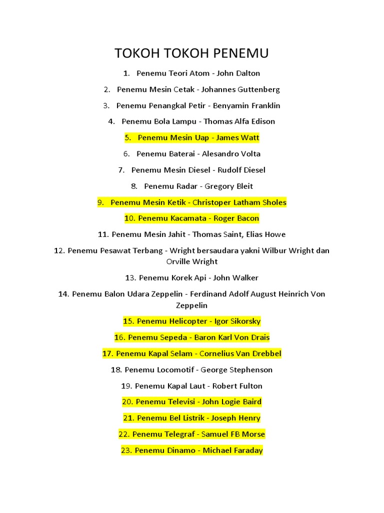 Tokoh Tokoh Penemu | PDF