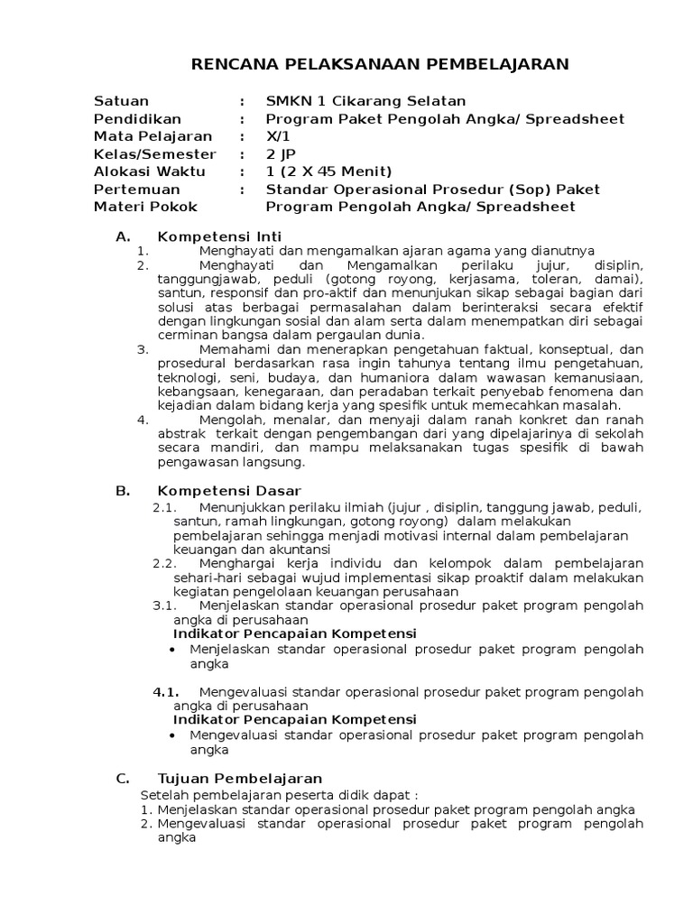 RPP Spread Sheet | PDF