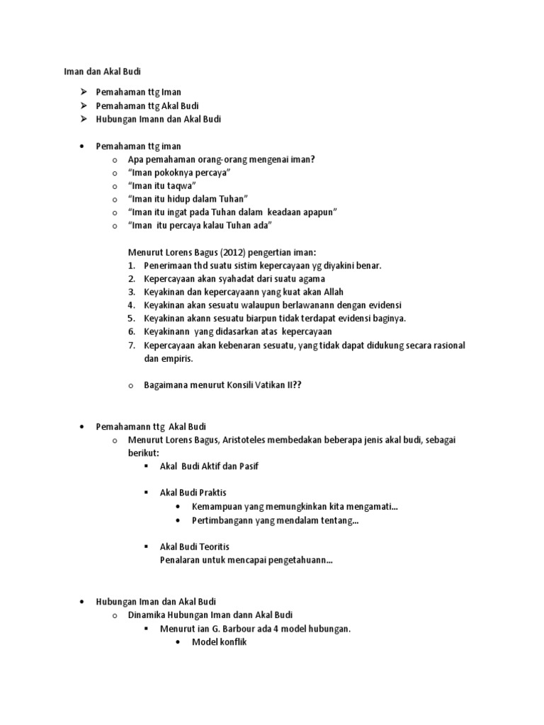 Iman Dan Akal Budi | PDF