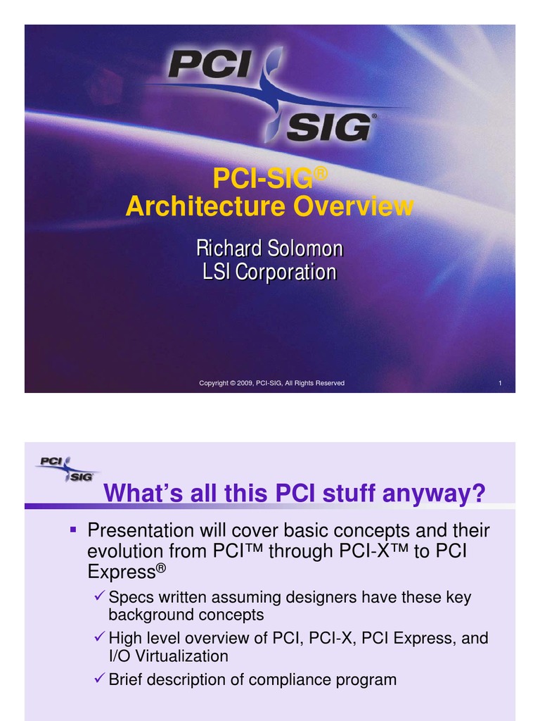 02 01&07 PCI-SIG Architecture Overview FROZEN | PDF | Computer ...