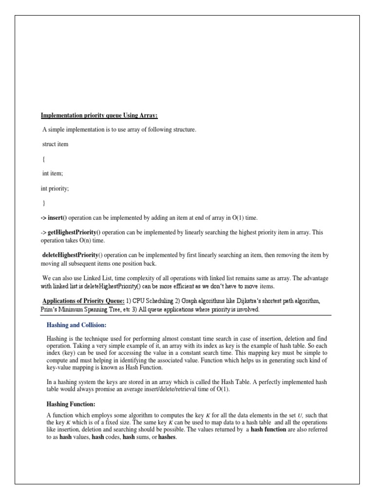 Implementation Priority Queue Using Array Pdf Array Data Structure
