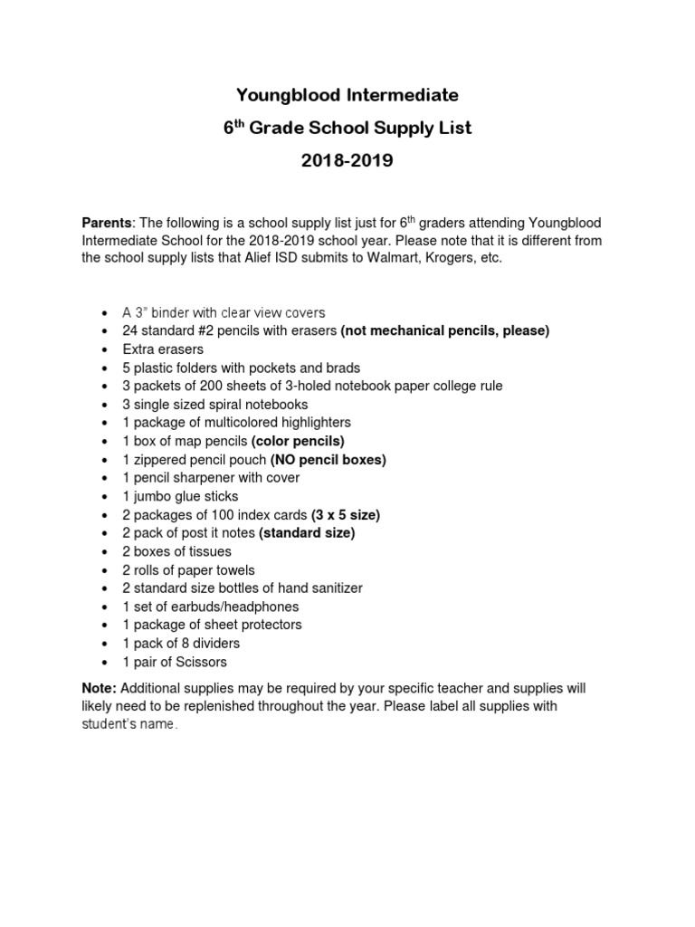 6 Grade List | PDF