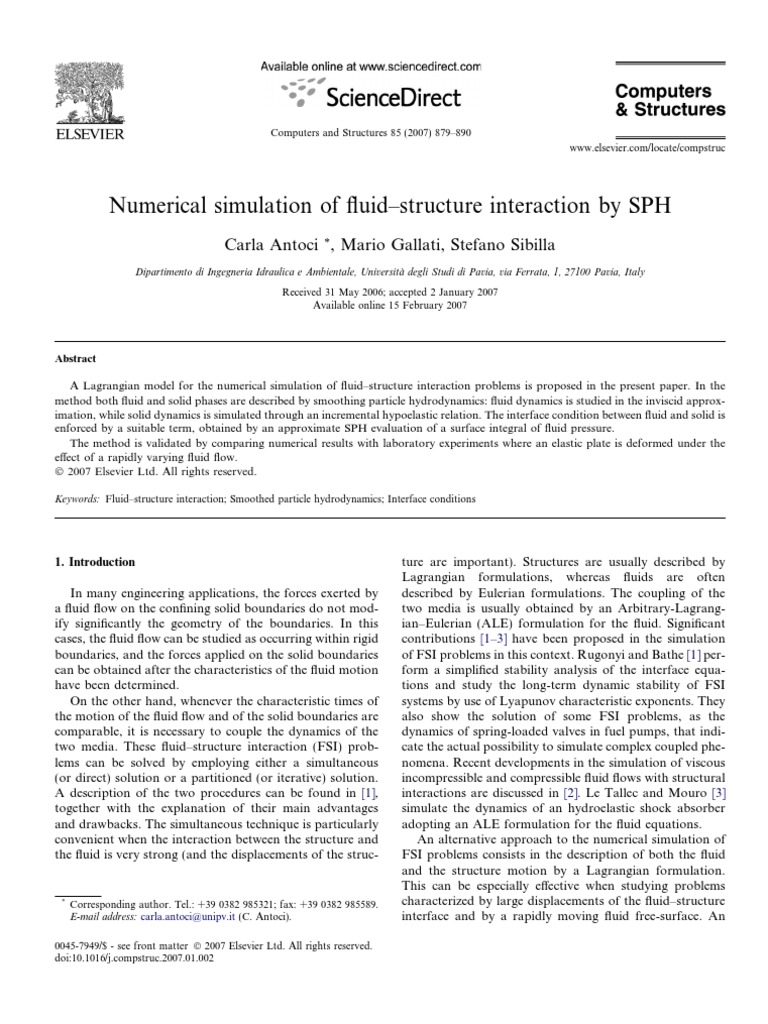 Numerical Simulation of Uid-Structure Interaction by SPH: Carla Antoci ...