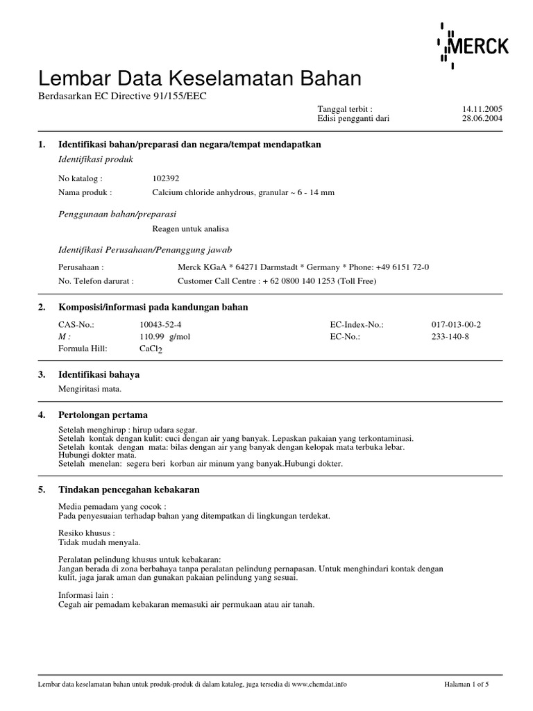 Contoh Msds Bahan Kimia Di Laboratorium