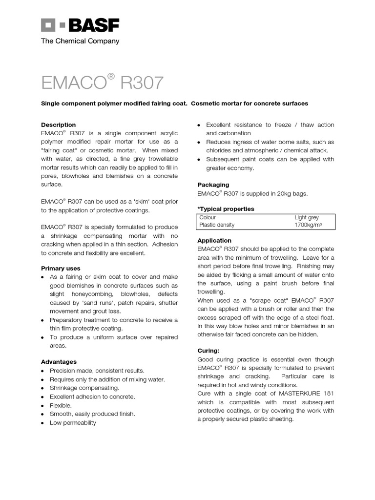 13 - TDS - Emaco S43 NT | PDF | Mortar (Masonry) | Concrete
