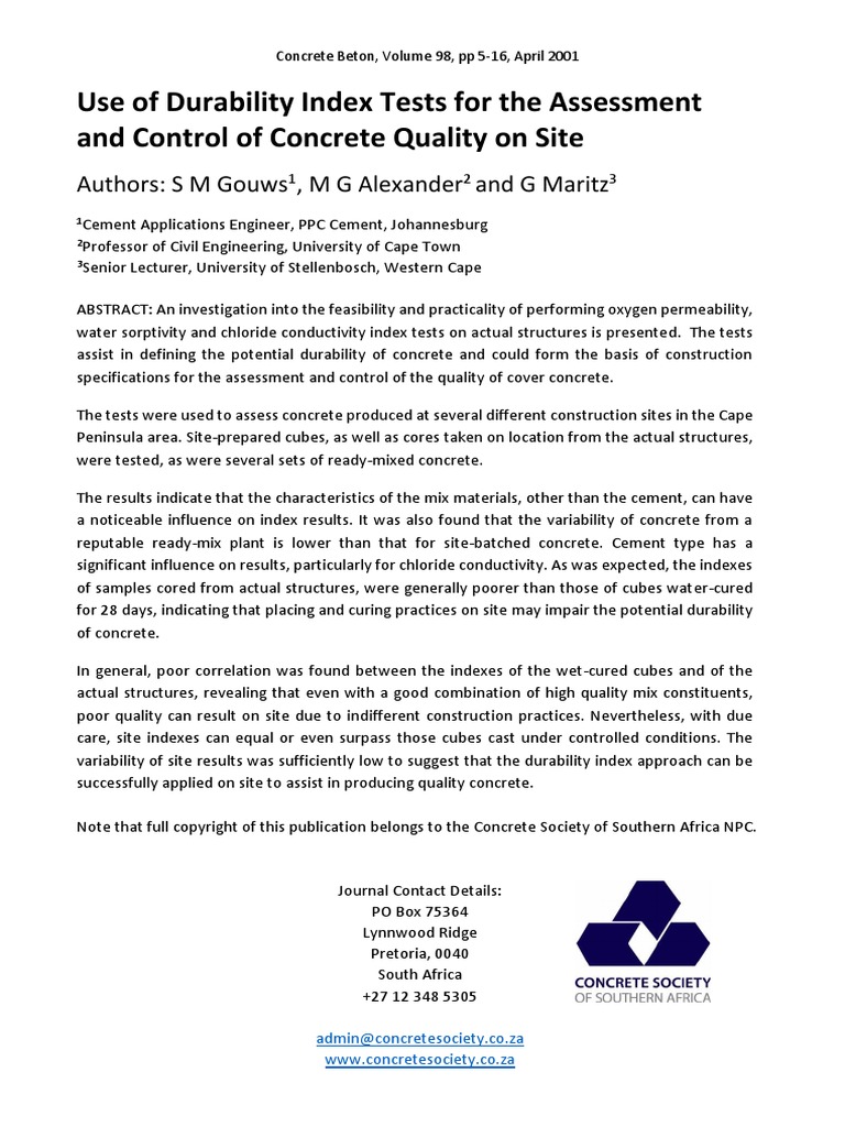 98 - 2001 - Use of Durability Index Tests For The Assessment and ...