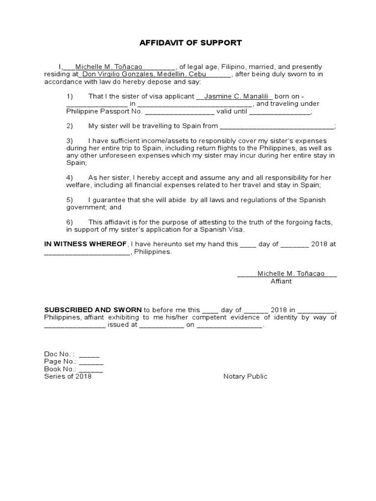 2 Affidavit of Consent and Support SH | PDF