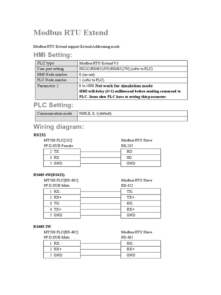 Modbus RTU Extend: Setup & Wiring Guide | PDF | Programmable Logic ...