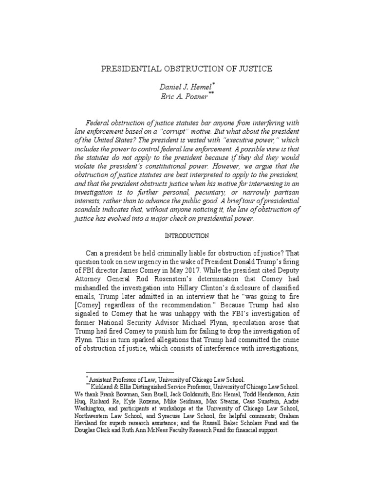 Presidential Obstruction of Justice Explained | PDF | Pardon ...
