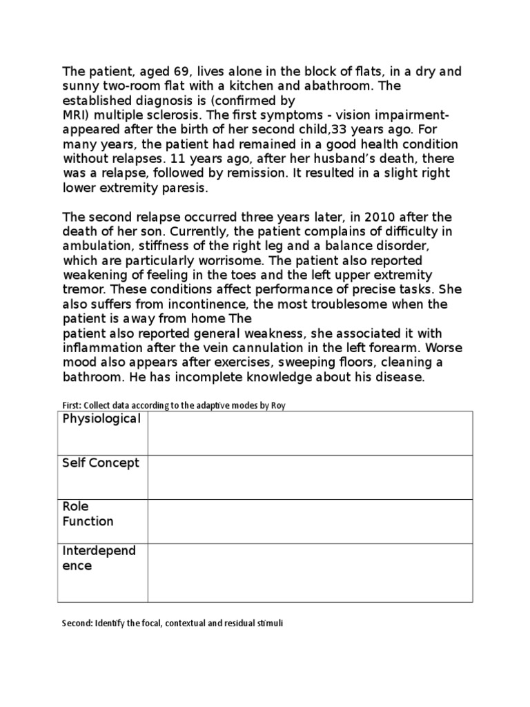 Multiple Sclerosis Case Study Analysis | PDF