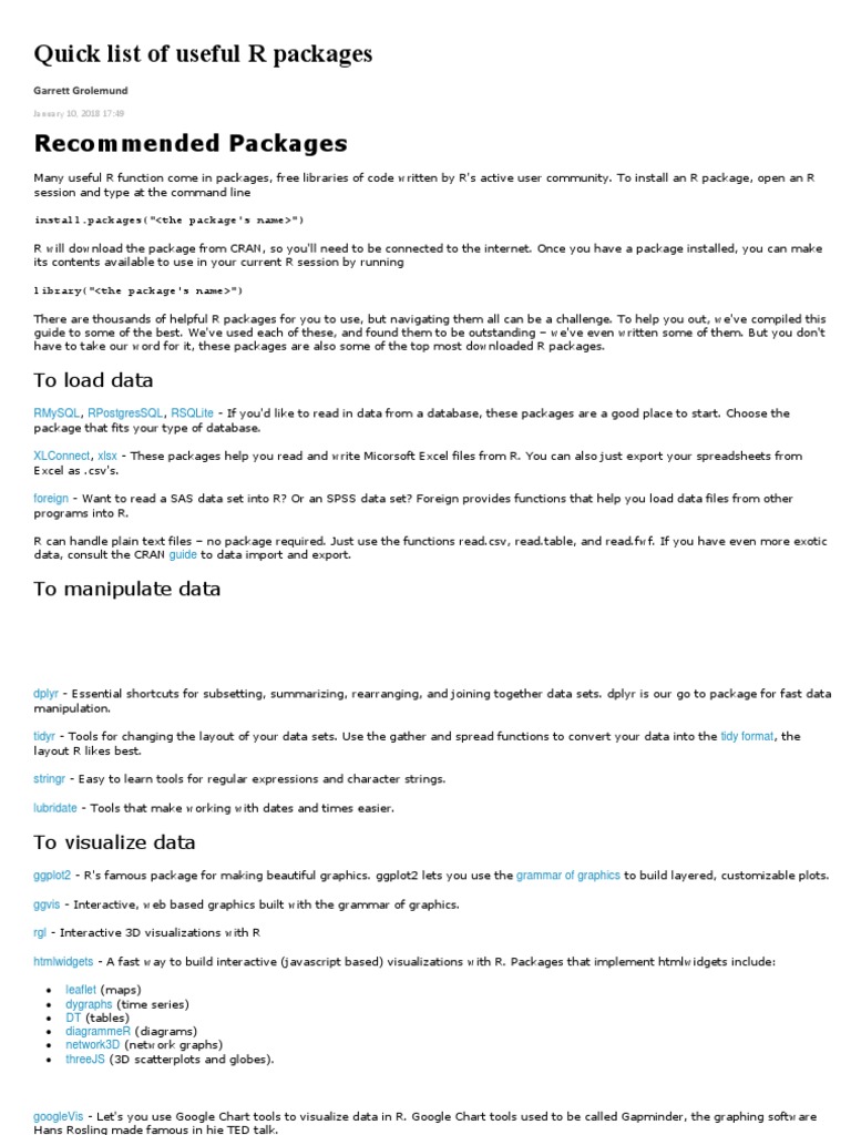 Useful R Packages | PDF | R (Programming Language) | Integrated ...
