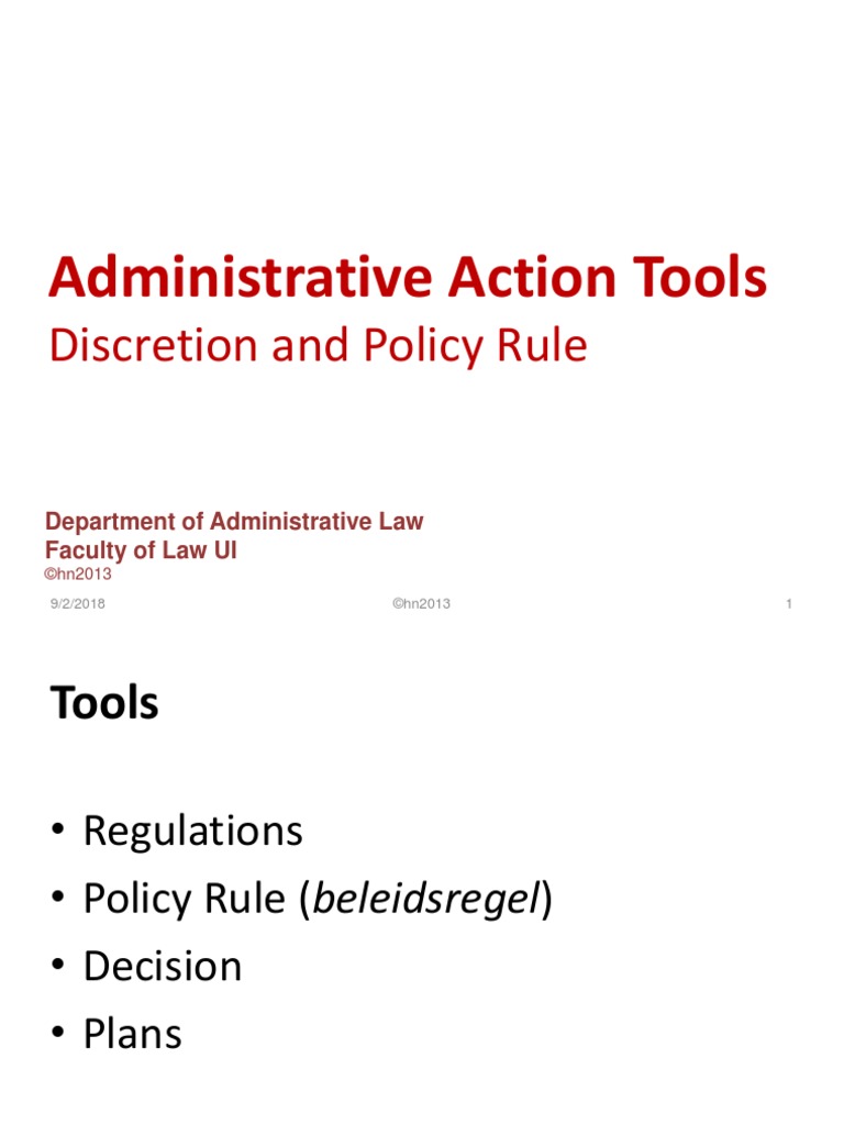Administrative Action Tools: Discretion and Policy Rule | PDF ...