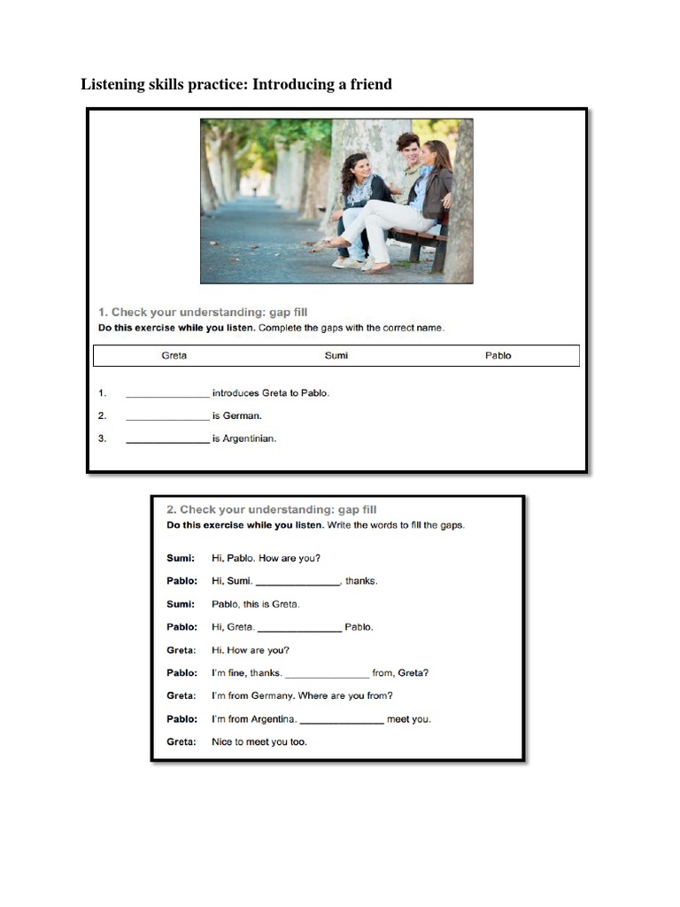 Listening Skills Practice: Introducing A Friend | PDF