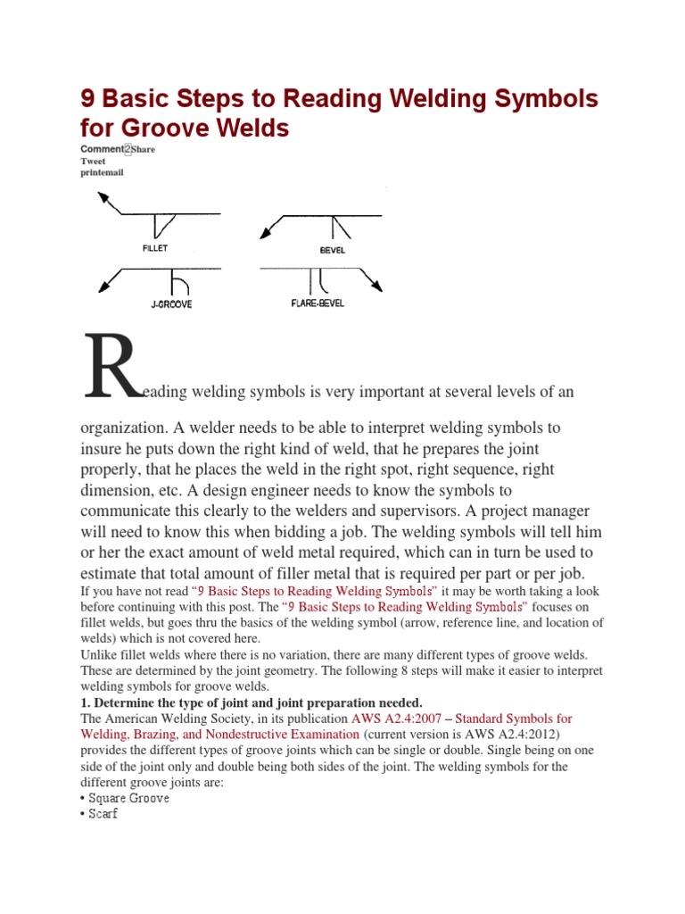 9 Basic Steps To Reading Welding Symbols For Groove Welds | PDF ...