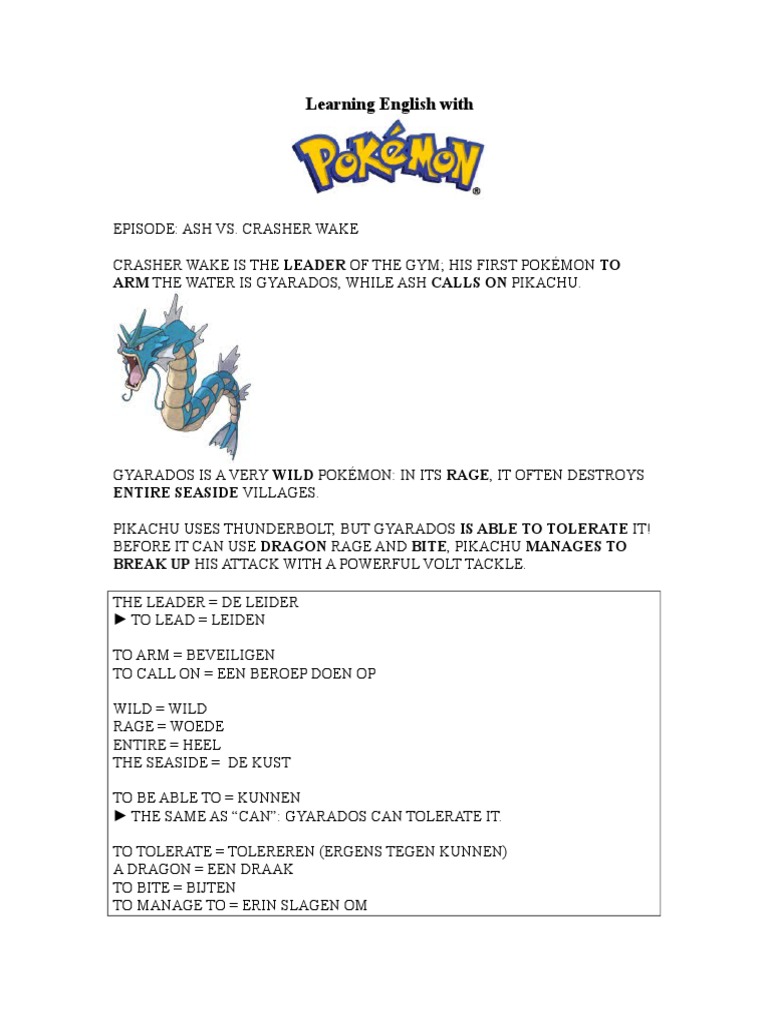 Learning English With Pokémon VII | PDF | Series Of Children's Books ...