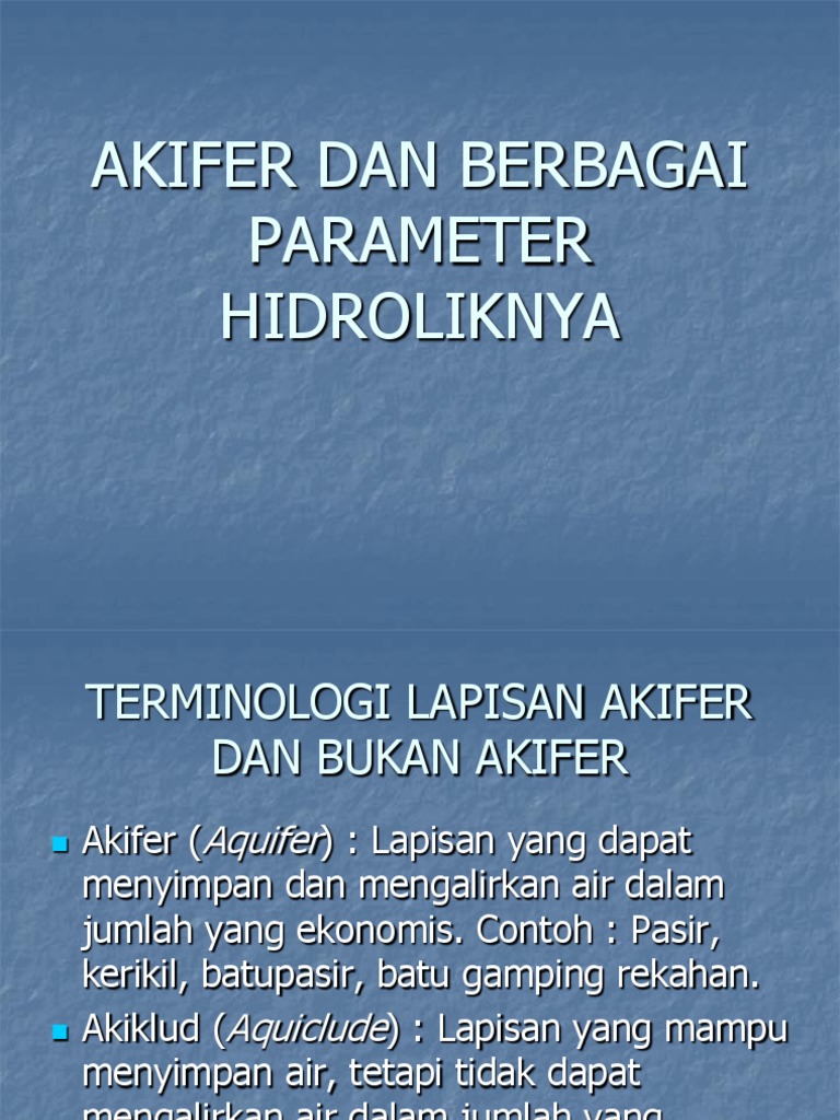 Parameter Hidrolik Akifer | PDF