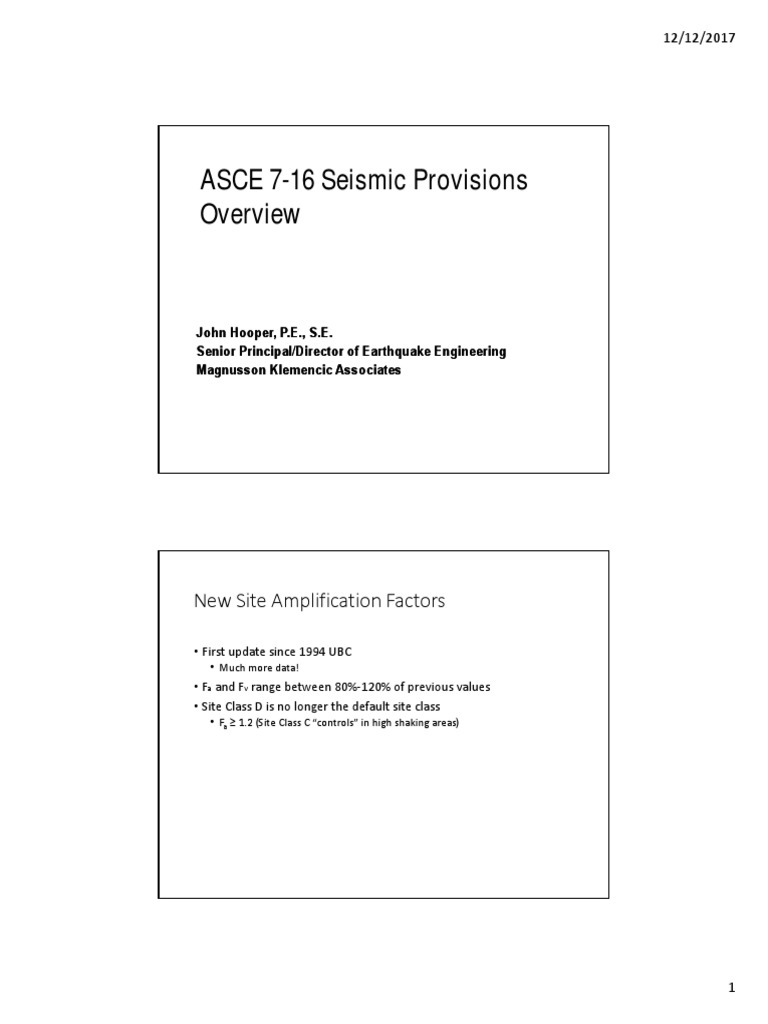 ASCE 7-16 Seismic Provisions Overview | PDF | Geotechnical Engineering ...