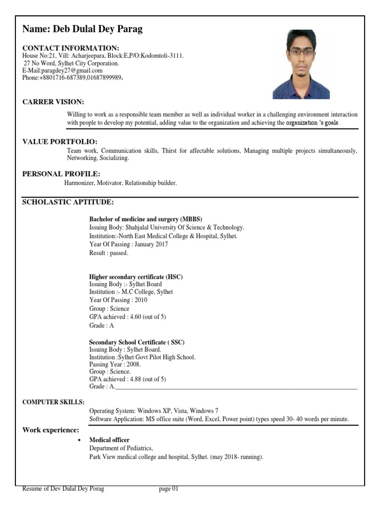 Name: Deb Dulal Dey Parag: Contact Information | PDF | Bangladesh ...