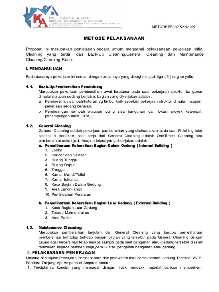 Metode Pelaksanaan Cleaning Service | PDF