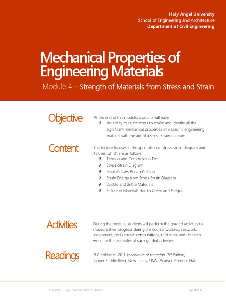 Module 4 Mechanical Properties of Engineering Materials | PDF ...
