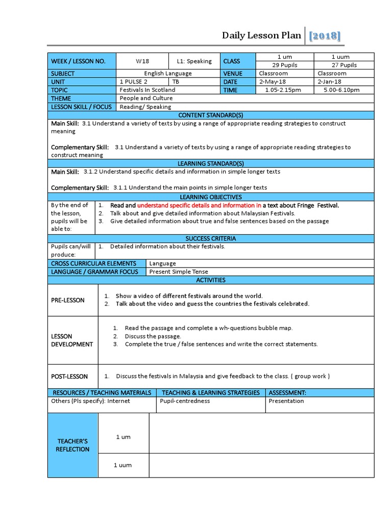 Today Lesson Plan | PDF | Lesson Plan | Teachers