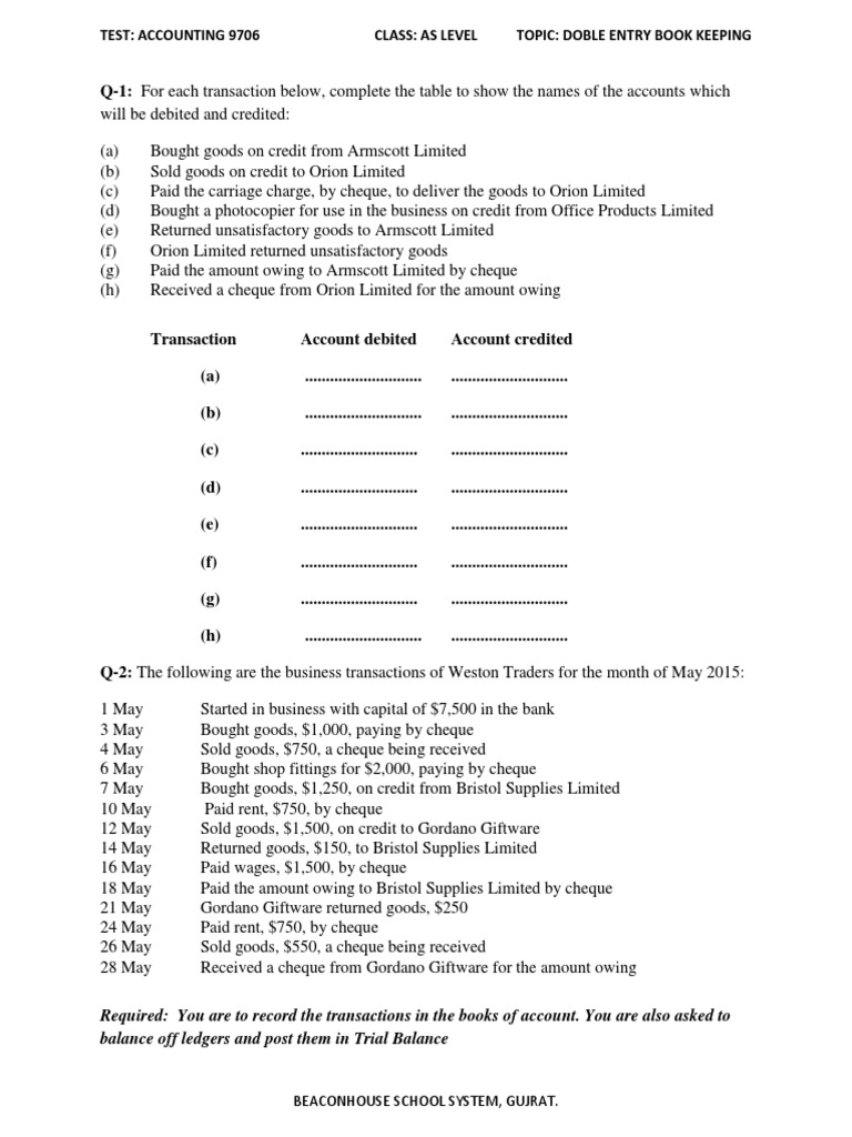 TEST As Accounting Double Entry | Download Free PDF | Debits And ...