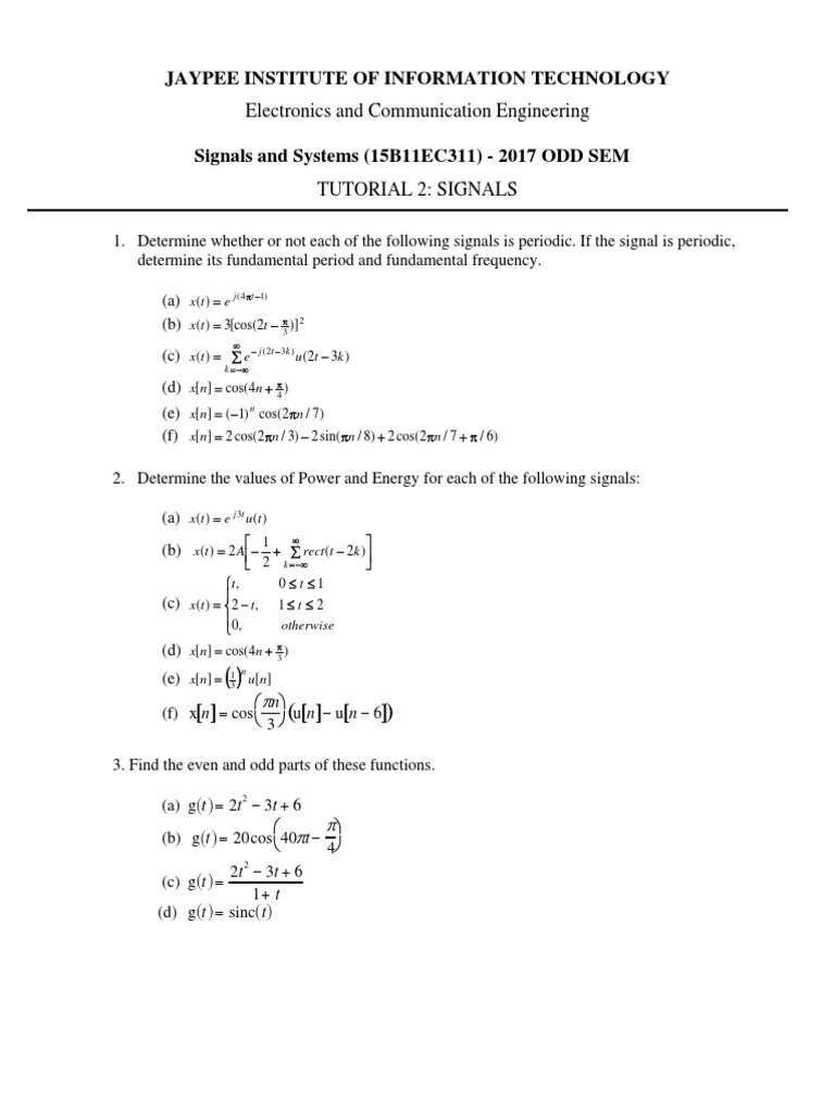 Tutorial 2 - Signals PDF | PDF