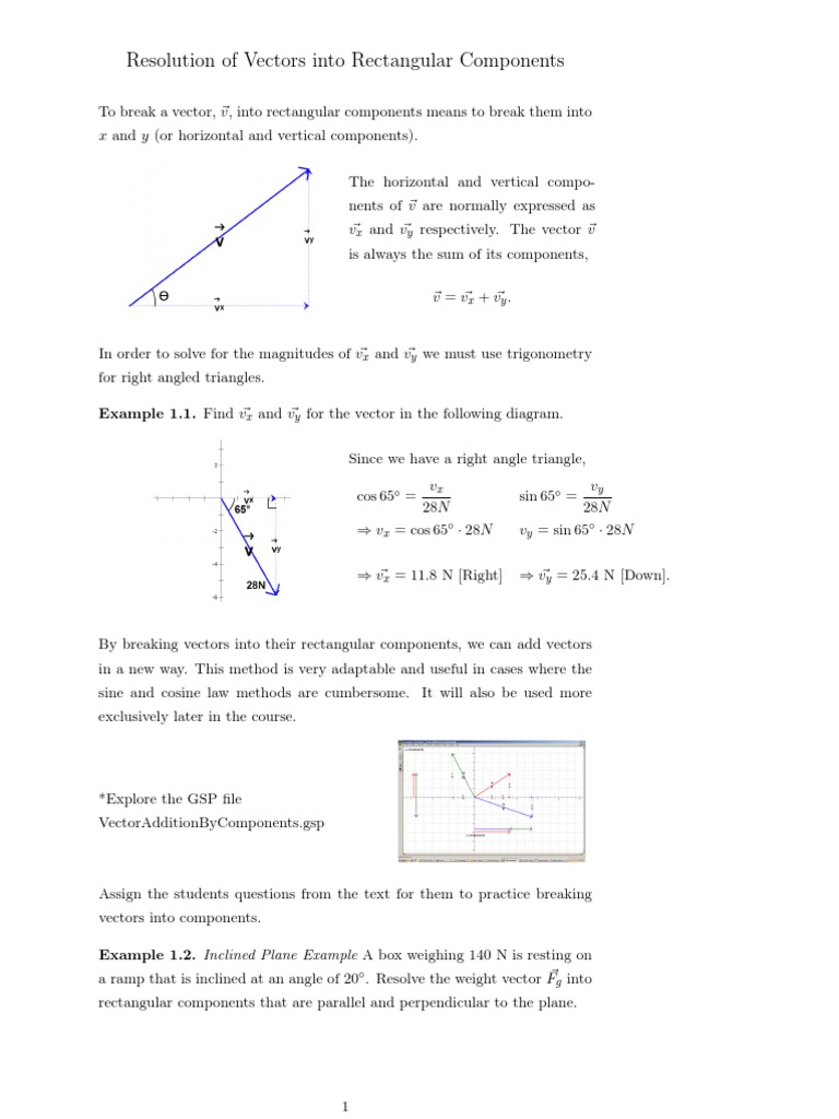 Resolution of Vectors Into Rectangular Components | PDF | Euclidean ...