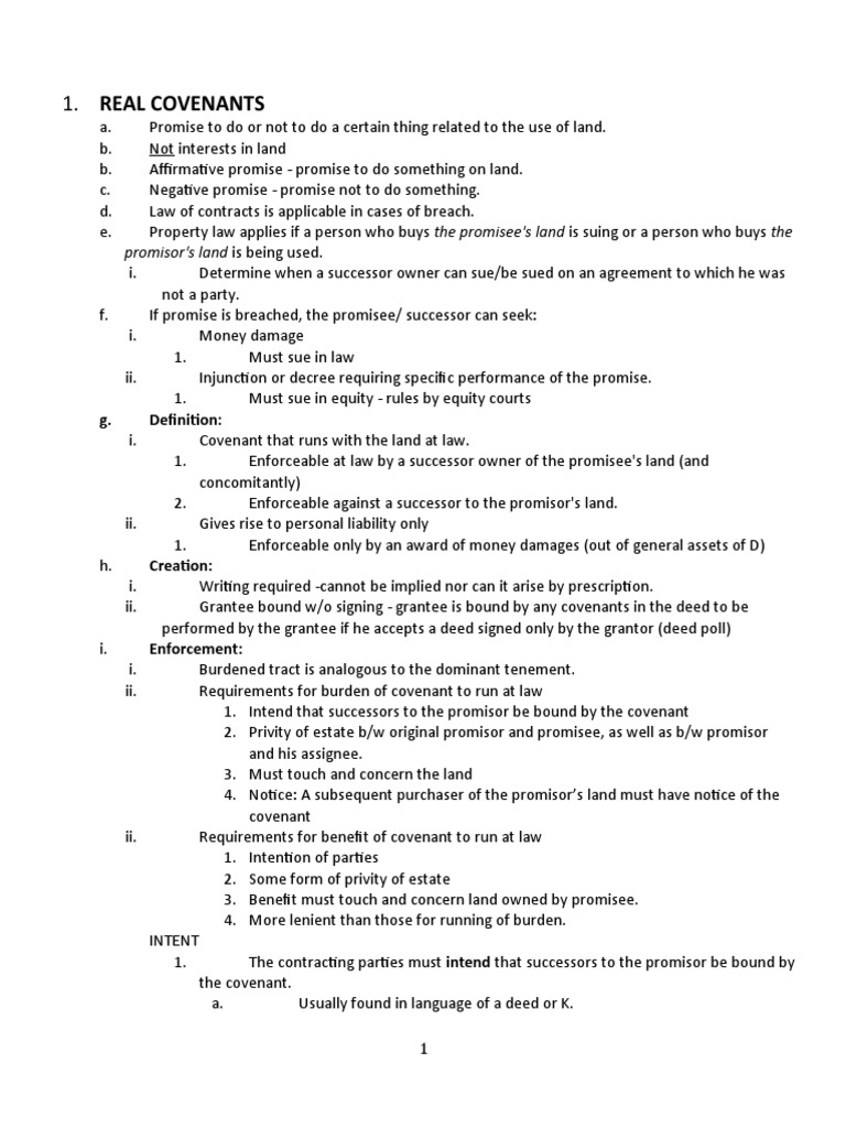 Property Outline Spring 2010 Final | PDF | Covenant (Law) | Deed