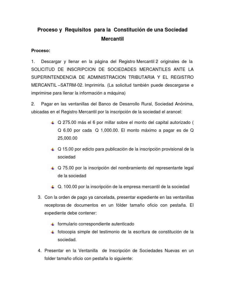 Proceso y Requisitos Para La Constitución de Una Sociedad Mercantil | Patentar | Información del ...