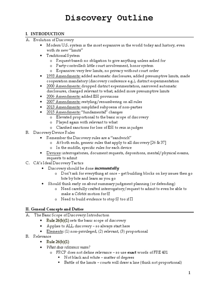 Civil Discovery Outline | Discovery (Law) | Confidentiality