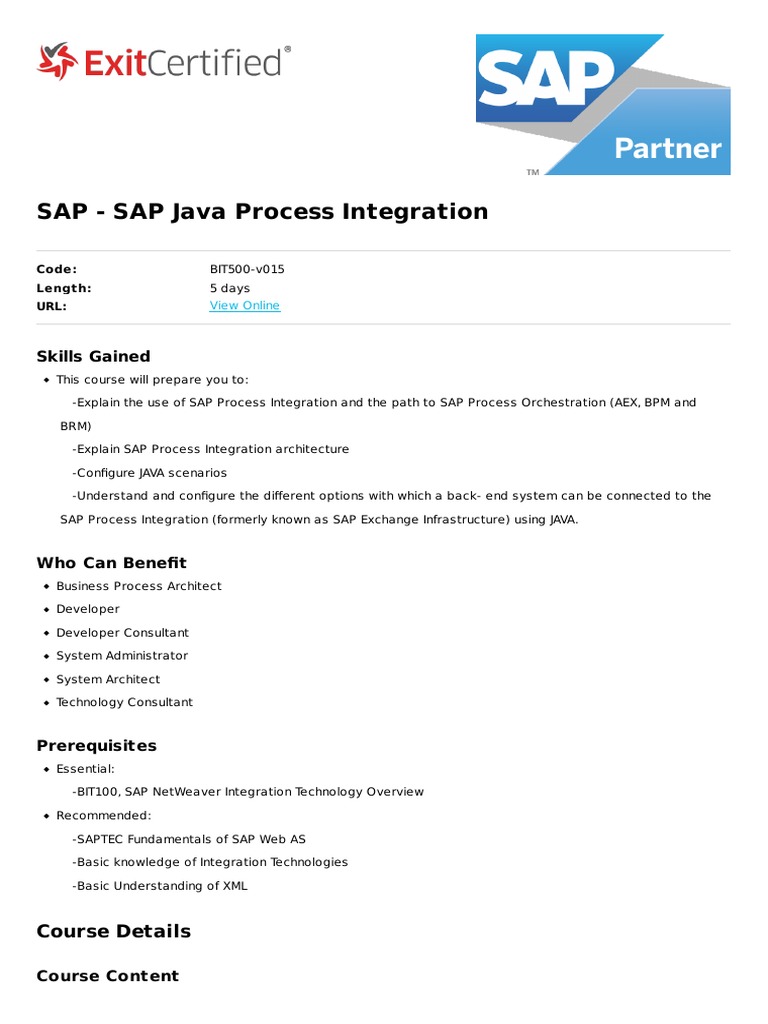 Sap Java Process Integration Pdf Application Programming Interface Sap Se