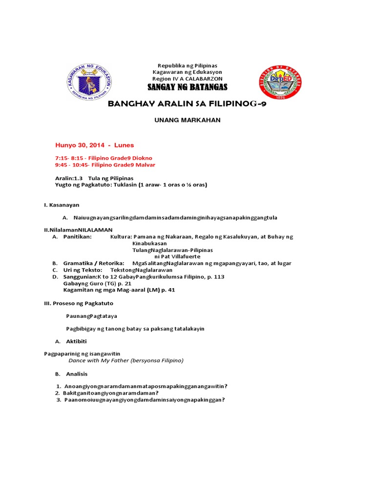 Aralin 1.3 Tuklasin Filipino g9 | PDF
