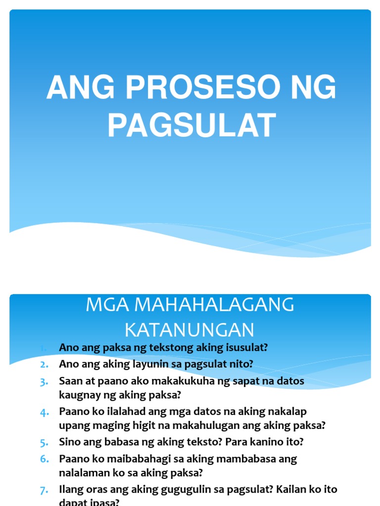 Ang Proseso NG Pagsulat | PDF