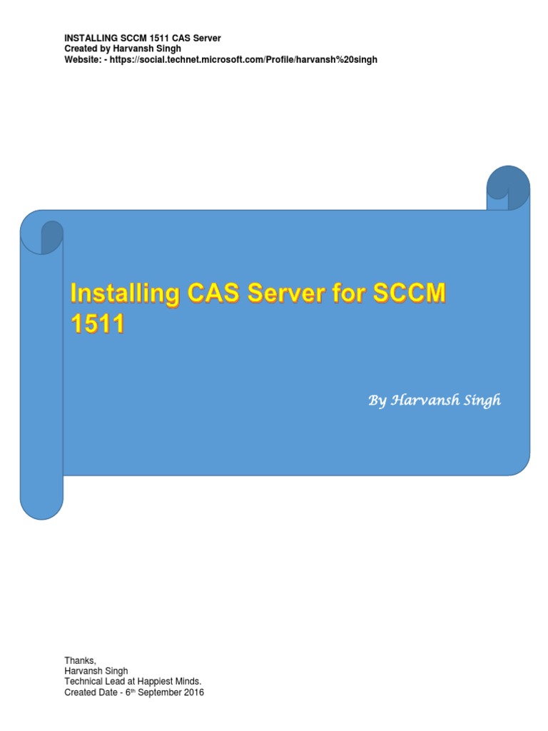 SCCM 1511 CAS Server Installation Guide | PDF | Internet Information ...