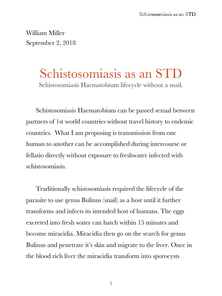 Schistosomiasis As An STD | PDF | Vagina | Sexually Transmitted Infection