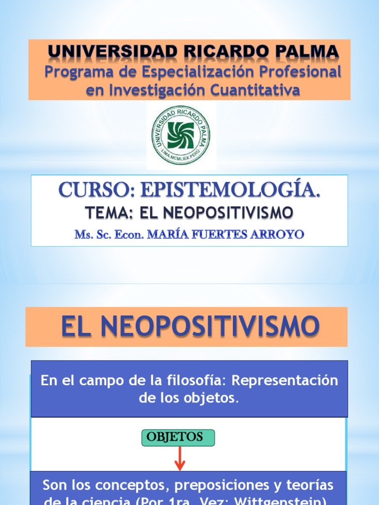 El Neopositivismo Urp | PDF | Metafilosofía | Epistemología